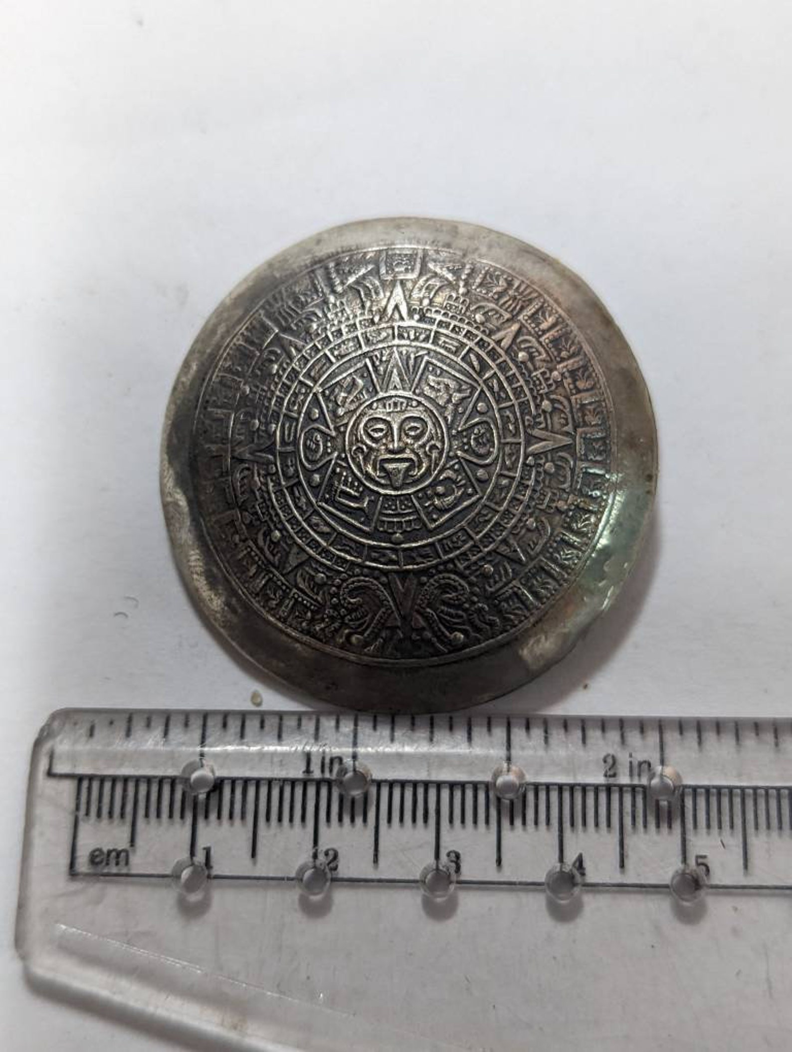 Vintage Large Mayan Calendar Sun Sterling Silver Pendant / Pin - Etsy
