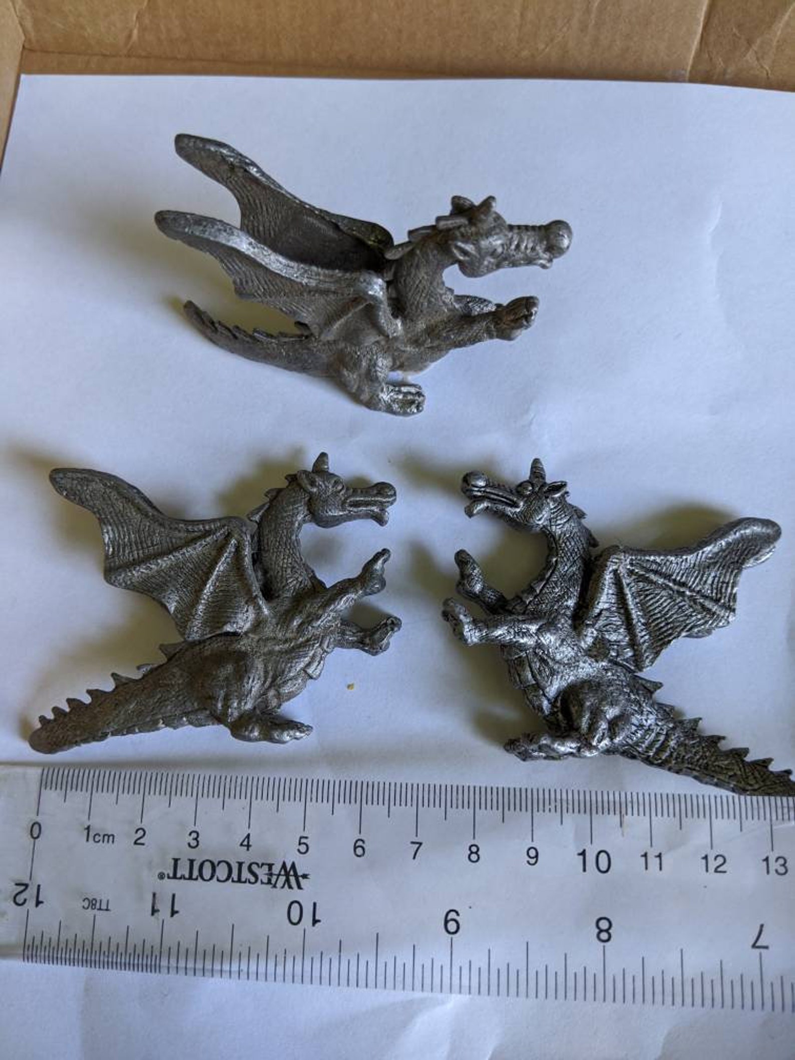 Large Winged Dragon Pewter Figurine - Etsy