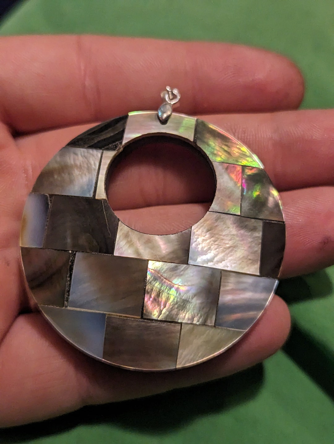 Large Inlay Abalone Sterling Silver Pendant - Etsy