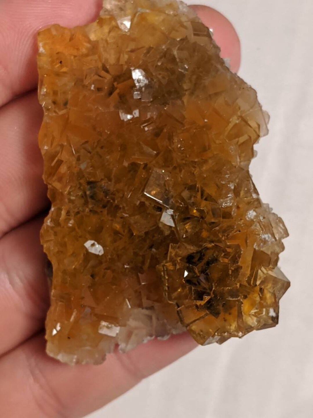 Wow Beautiful Spanish Yellow Fluorite Cluster Calcite Crystals on Back ...