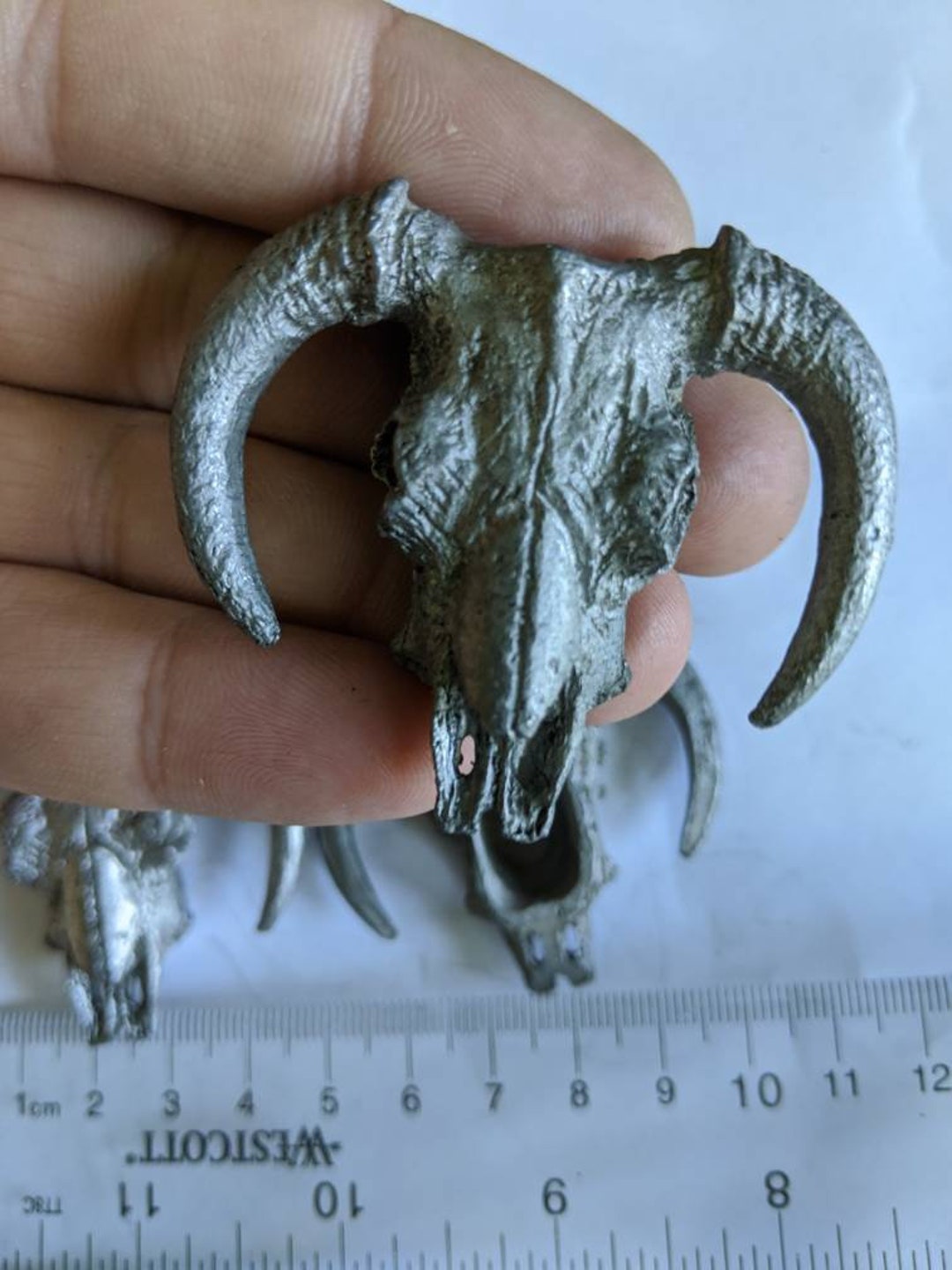 Large Buffalo Skull Pewter Figurine - Etsy