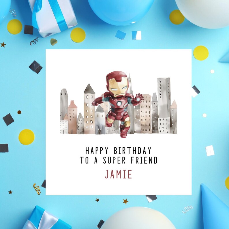 Personalized Superhero Birthday Card | Kids Editable Print (digital ...