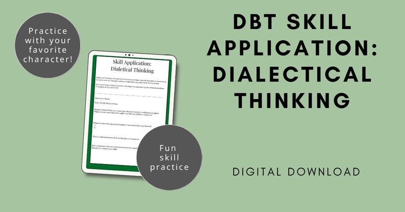 Dialectical Thinking Worksheet (fictional Character Edition) | DBT ...