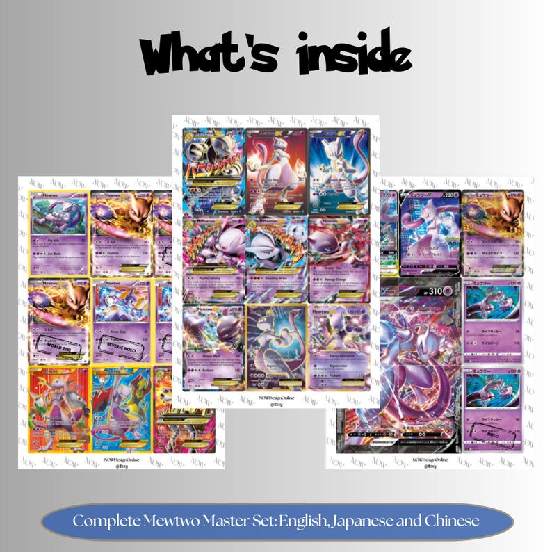 Mewtwo Master Set Binder Pages, Pokemon Placeholder Cards, Printable ...