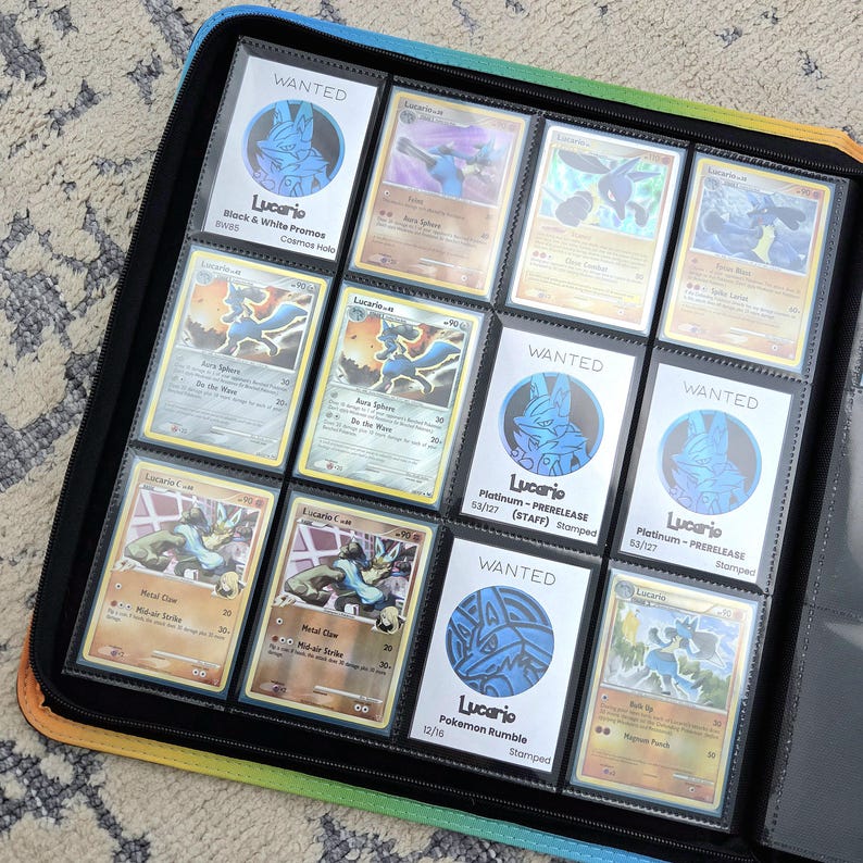 Lucario Pokémon TCG Binder Placeholders | Adjustable | Collection ...