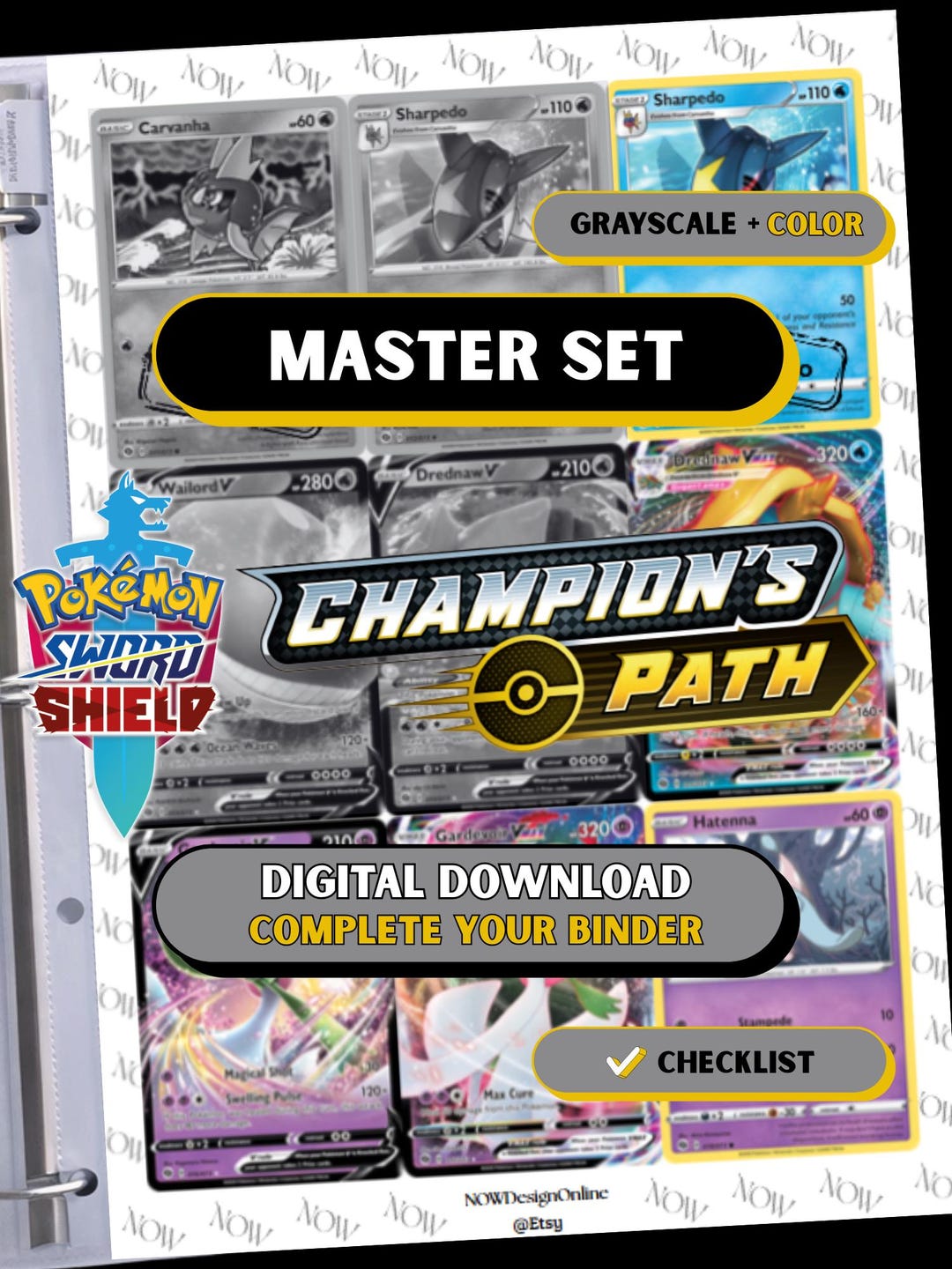 Sword & Shield: Champions Path Master Set Printable Placeholders ...