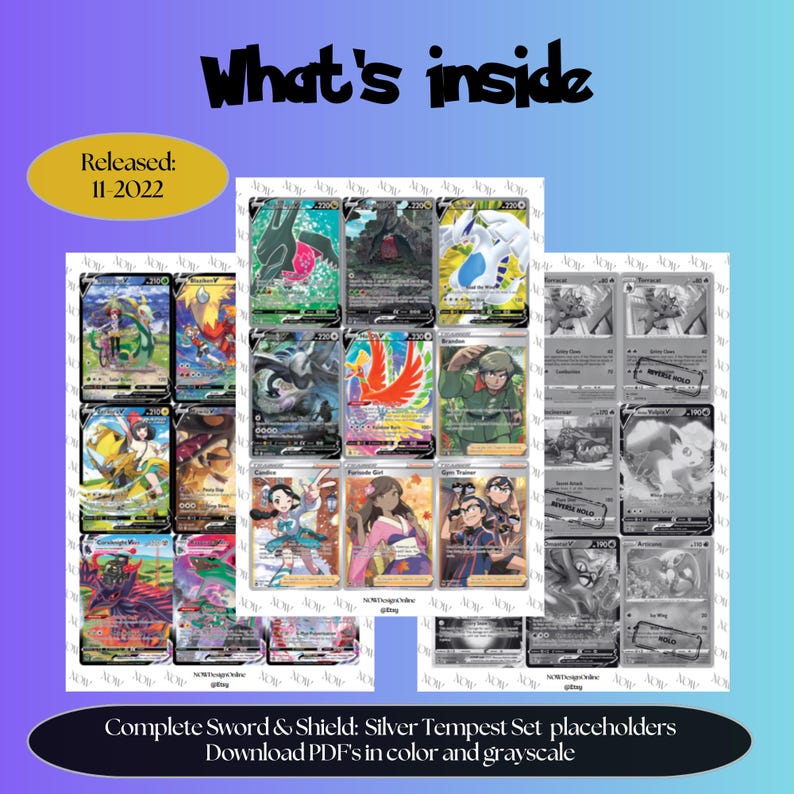 Pokemon Silver Tempest Binder Placeholders | Master Set Printable Pages ...
