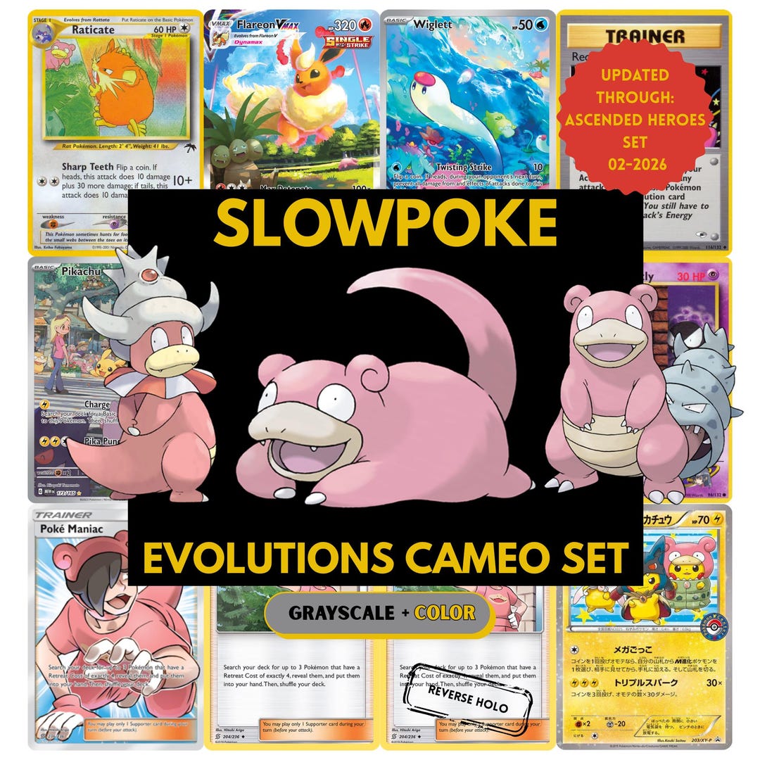 Slowpoke Evolutions Cameo Binder Cards, Slowbro and Slowking ...