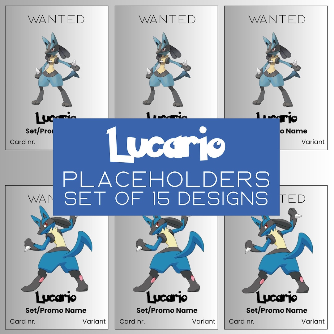 Lucario TCG Placeholders | Printable Binder Inserts | Card Collection ...