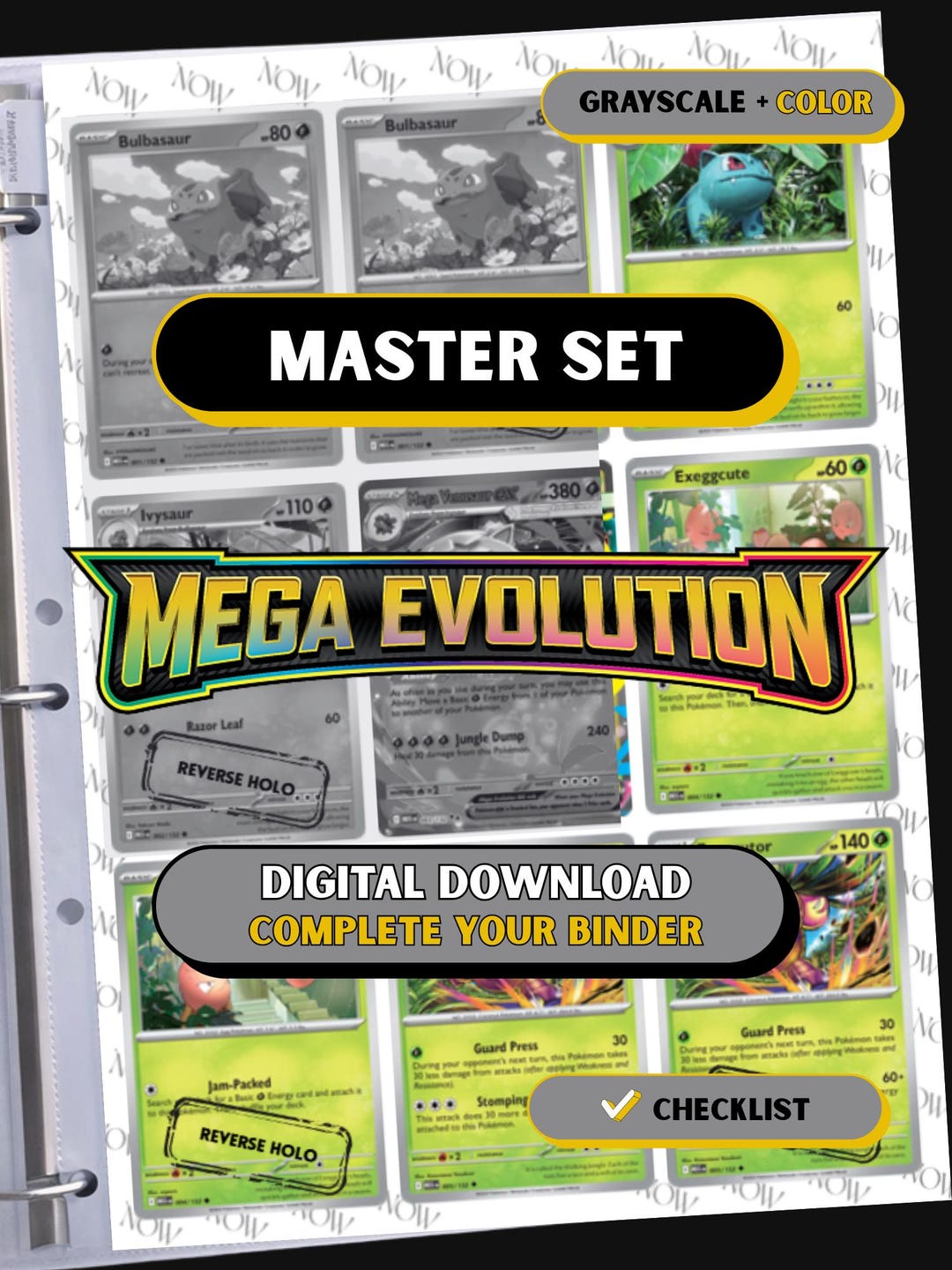 Mega Evolution Master Set Placeholders, Printable Complete Binder Pages ...