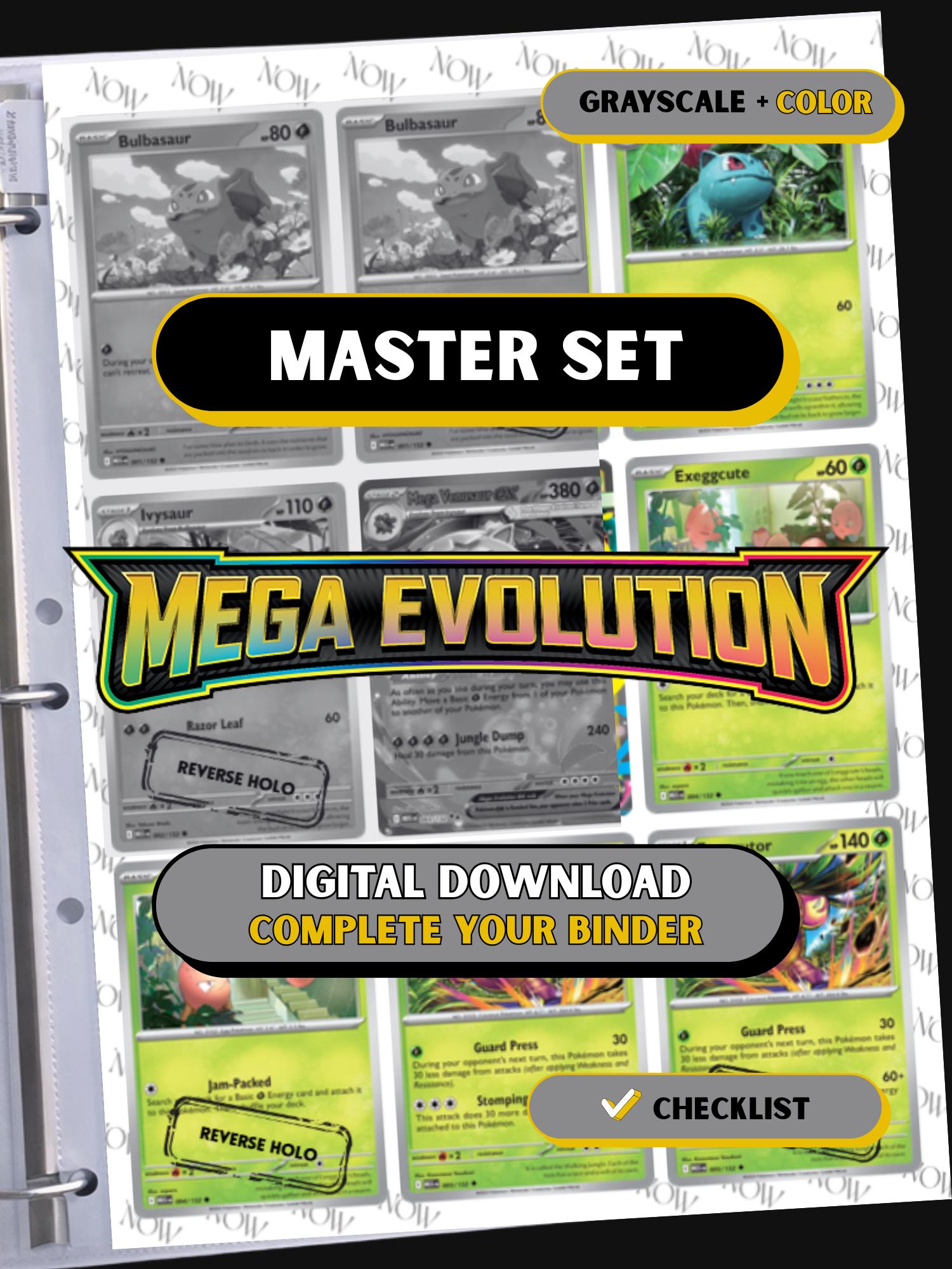 Mega Evolution Master Set Placeholders, Printable Complete Binder Pages ...