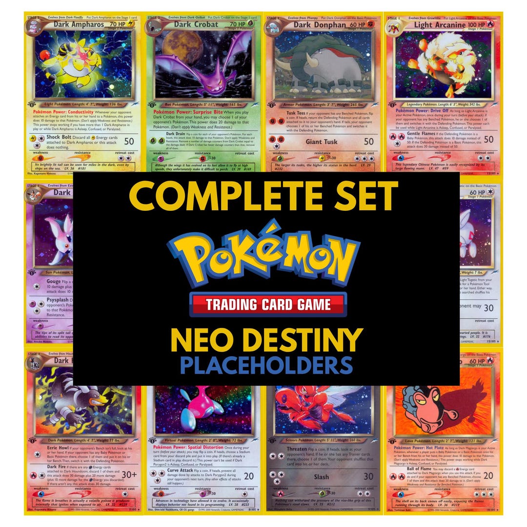 Pokémon Neo Destiny Set Placeholders | Collect Your Vintage WOTC Binder ...