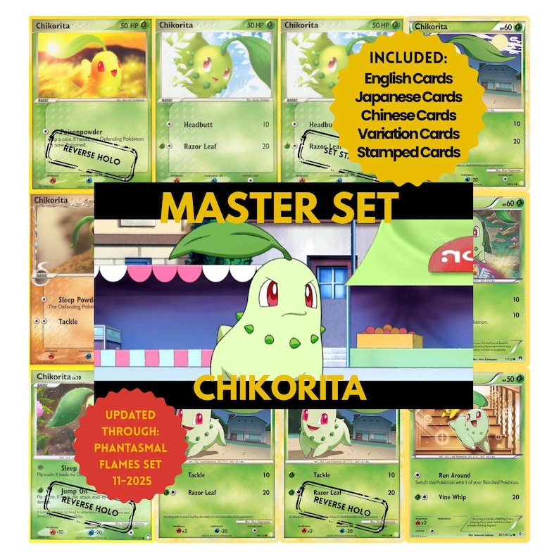 Chikorita Master Set Placeholders: English, Japanese, Chinese (PDF ...