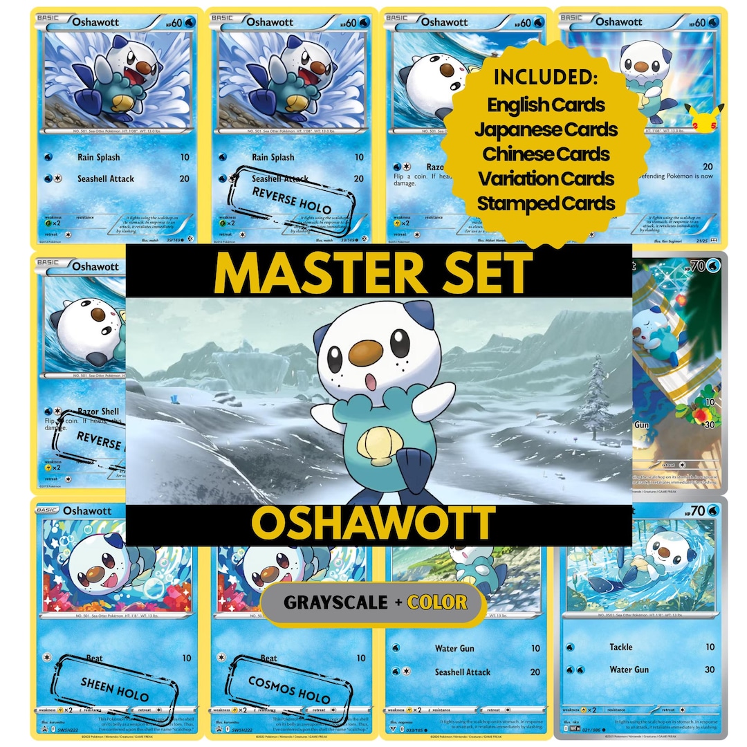 Oshawott Master Set Binder Pages, Pokémon Placeholder Cards, Printable ...