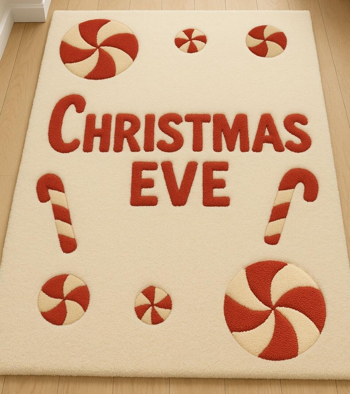 Christmas Hand Tufted Wool Area Rug – Candy Cane Peppermint Holiday ...