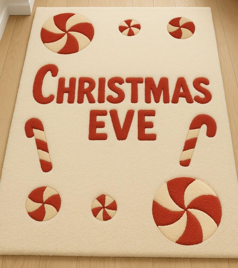 Christmas Hand Tufted Wool Area Rug – Candy Cane Peppermint Holiday ...