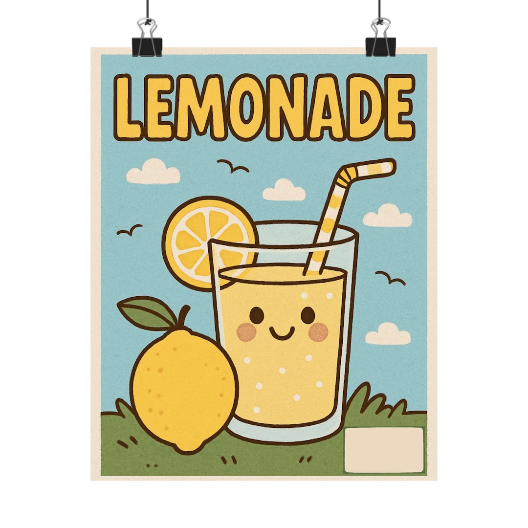 Cheerful Lemonade Poster Print, Cute Kitchen Decor, Summer Vibes Wall ...