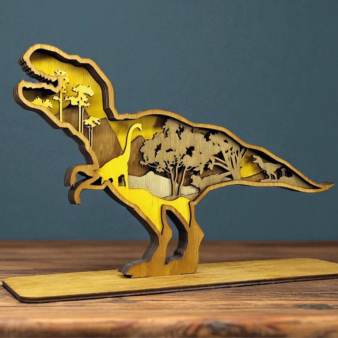 Layered SVG, T-rex Laser Cut File, 3D Layered, T-rex Plywood Cut, T-rex ...