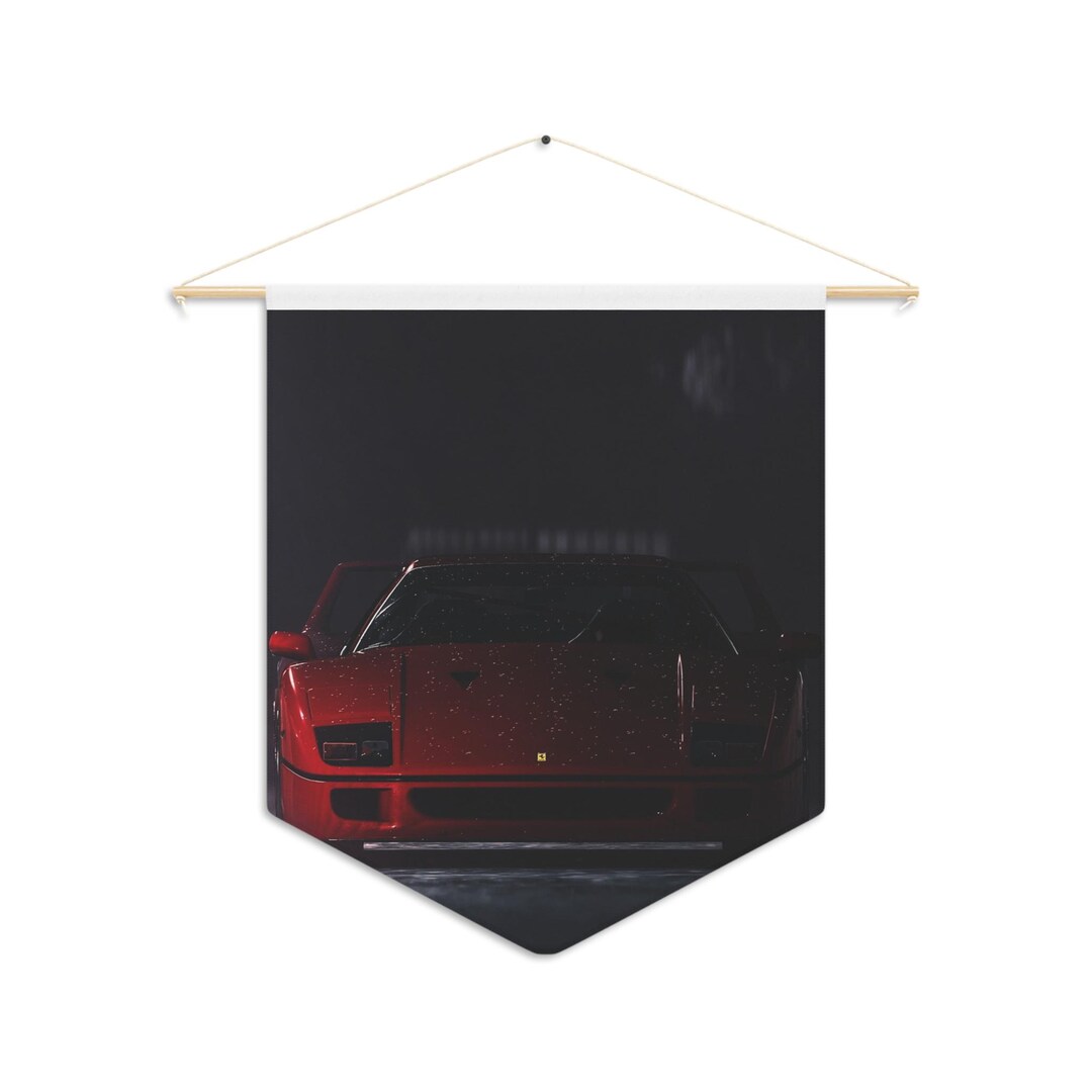 Pennant Wall Decor, Vintage Car Banner, Ferrari Retro Home Art, Garage ...