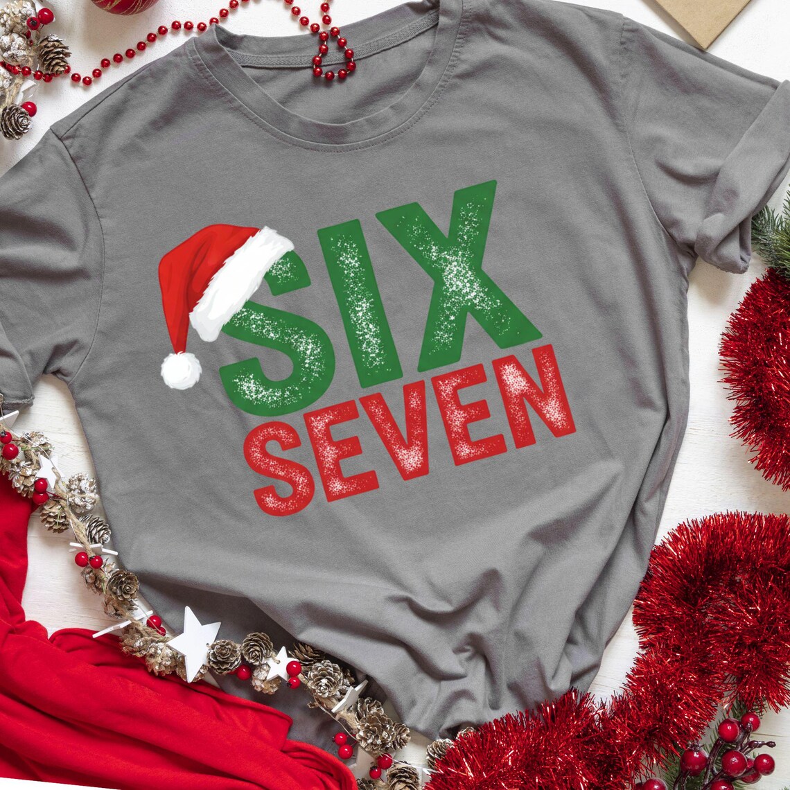 Funny Christmas Meme SIX Seven Png Bundle, Santa Says 67 Clipart Png ...