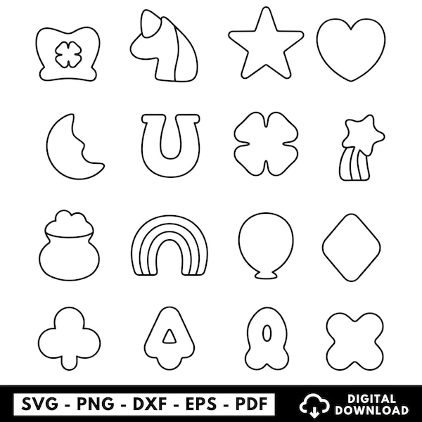Lucky Charms Clip Art Black and White - Etsy