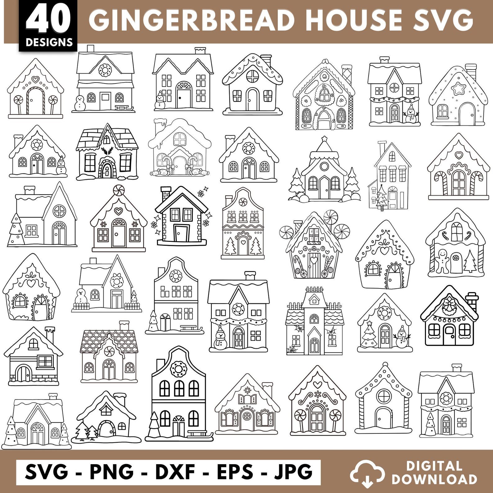40 Gingerbread House SVG Bundle, Gingerbread Svg, Gingerbread Ornament ...