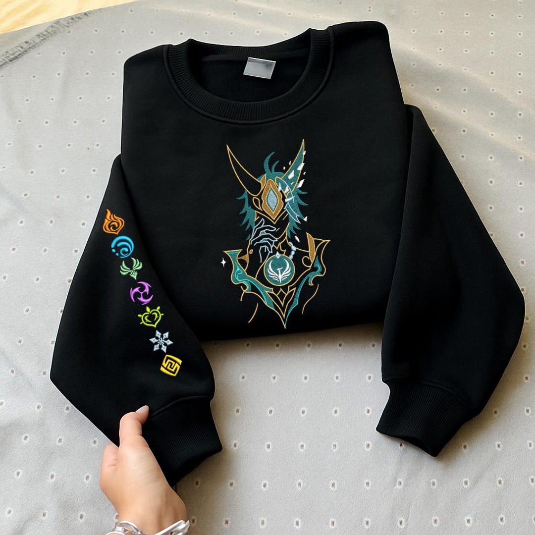 Xiao Genshin Impact Embroidered Sweatshirt, Anime Game Sweater, Gamer ...