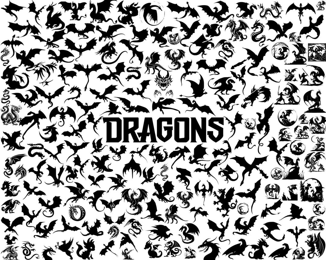 178 SVG Dragons Mega Bundle | Mythical Dragons, Fire Beasts, Fantasy ...