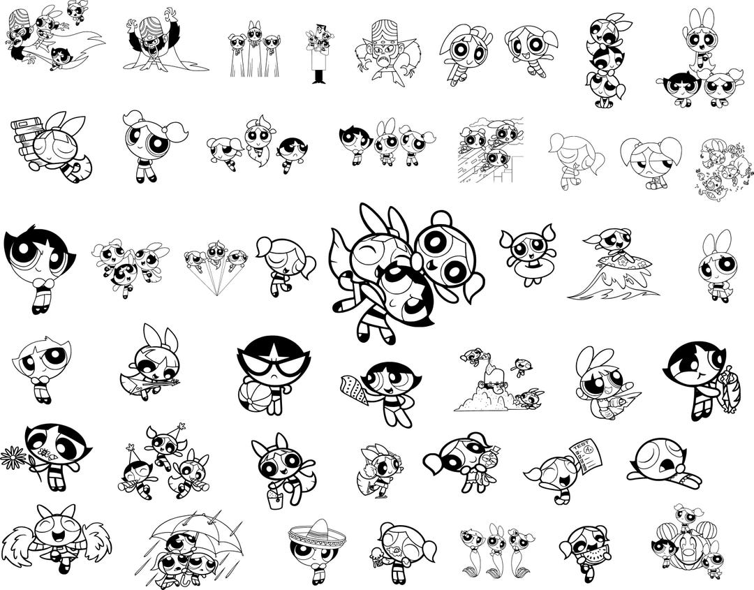 Cartoon Hero Girls SVG Bundle | 46 Outlines – Cute Superhero Characters ...