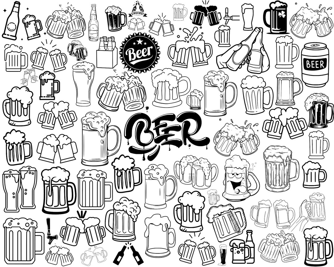 68 SVG Beer Mega Bundle | Craft Beer Icons, Hops, Mugs & Bar Designs ...