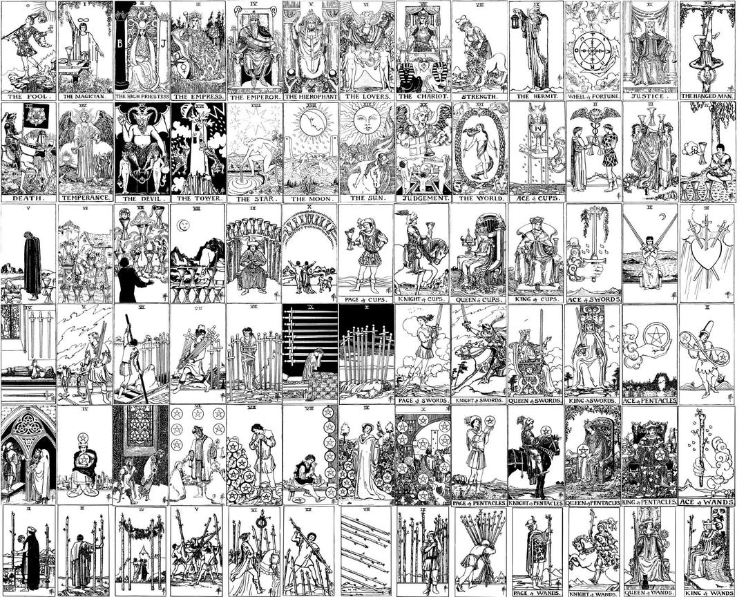 SVG File 78 Tarot Card Deck Ancient Mystical Esoteric Fortune Telling ...
