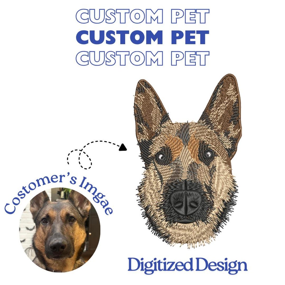 Custom Pet Embroidery Design, Pet Portrait Embroidery File ...