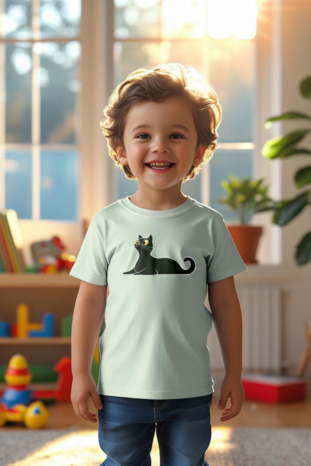 Black Cat Clipart | Calm Sitting Cat PNG | Cute Cartoon Cat Digital ...