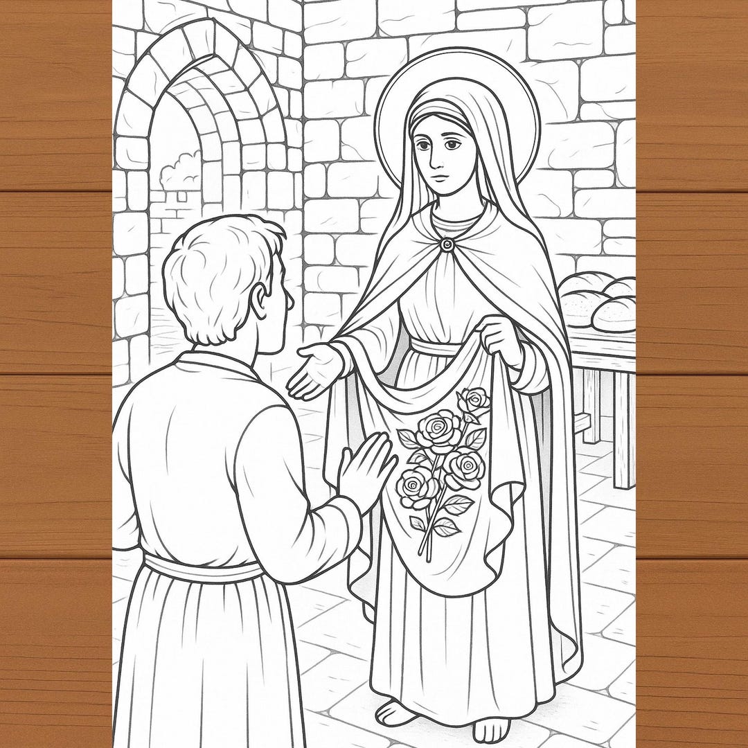 St. Elizabeth of Hungary Coloring Page – Catholic Saint Printable for ...