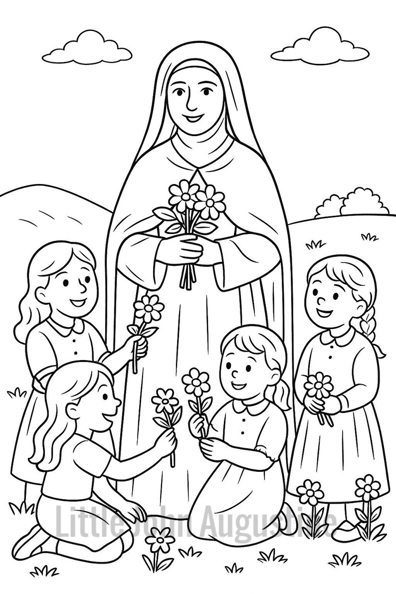 St. Thérèse of Lisieux Catholic Coloring Pages- 3 Printable Pack for ...
