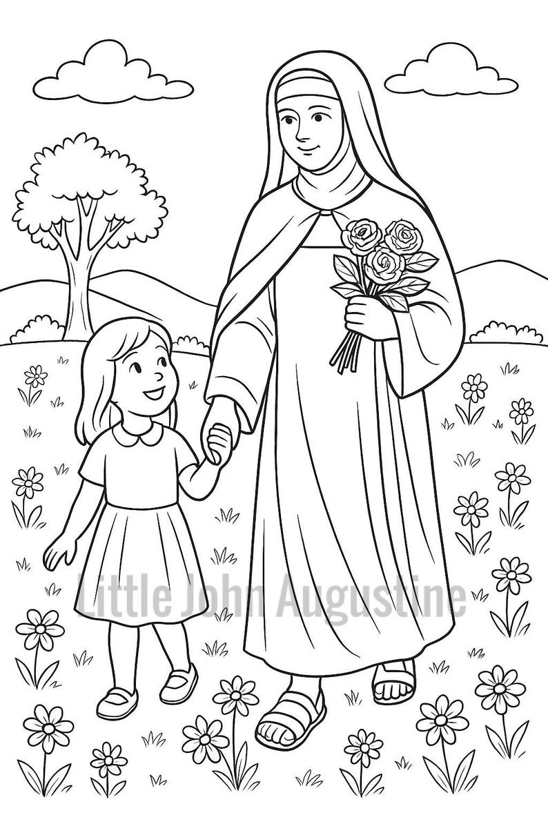 St. Thérèse of Lisieux Catholic Coloring Pages- 3 Printable Pack for ...