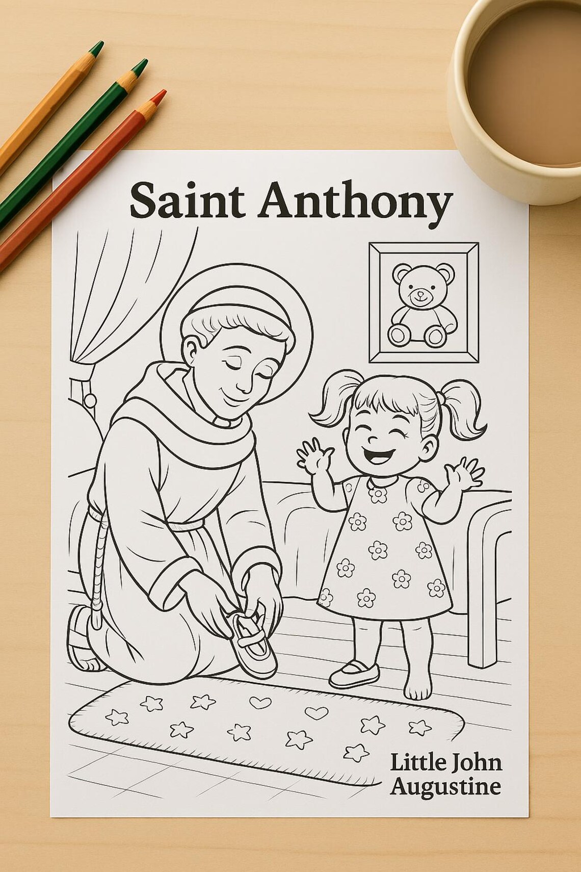 Saint Anthony Coloring Page: Catholic Printable for Kids (PDF Download ...