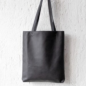 Simple Graphite Black Leather Tote Bag No. LPB-8031 - Etsy