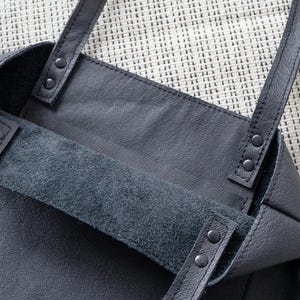 Simple Graphite Black Leather Tote Bag No. LPB-8031 - Etsy