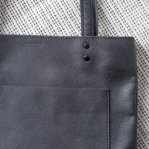 Simple Graphite Black Leather Tote Bag No. LPB-8031 - Etsy