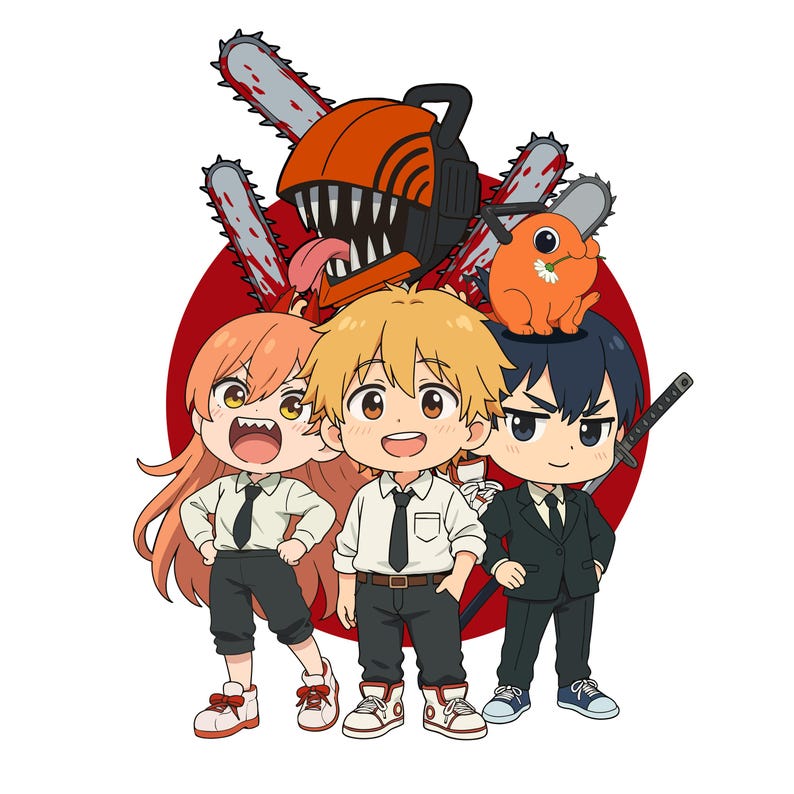 Chainsaw Man Chibi Characters Bundle Digital Download | Character Anime ...