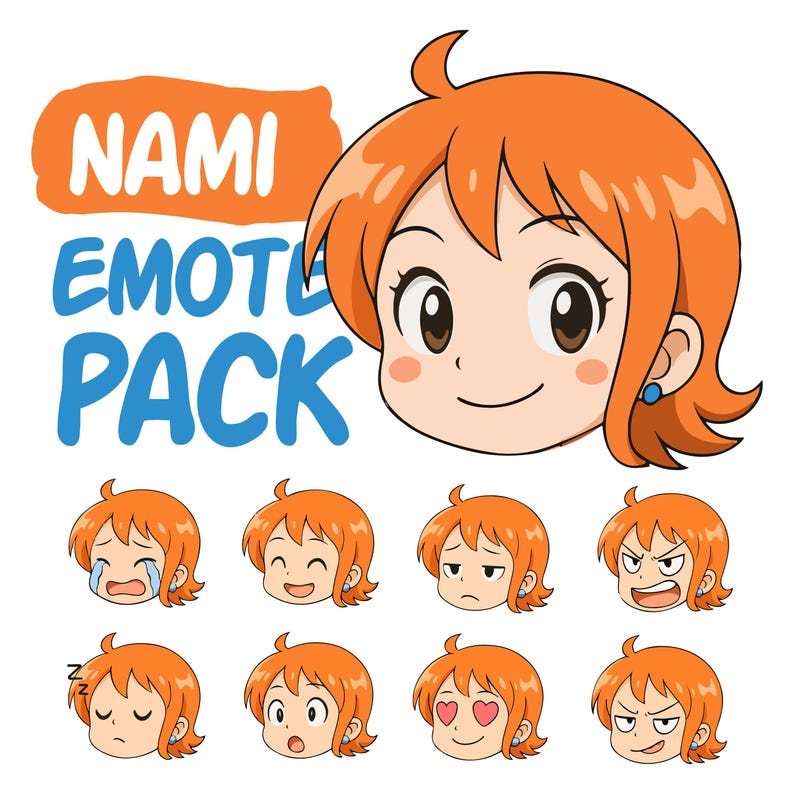 One Piece Nami Emote Bundle: Anime Chibi SVG, PNG (digital Download) - Etsy