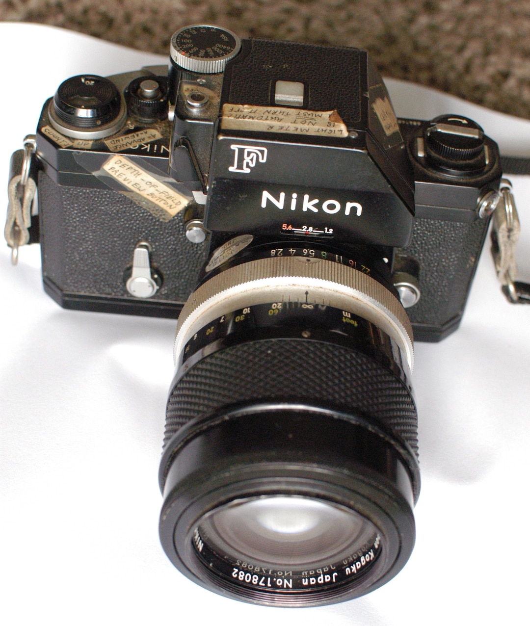 Black Nikon F Camera No. 6841486 With FTN Finder and Nikon 135mm F2.8 ...