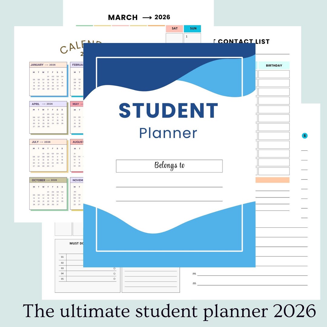 2025-2026 Student Planner: Academic Weekly & Monthly Calendar ...