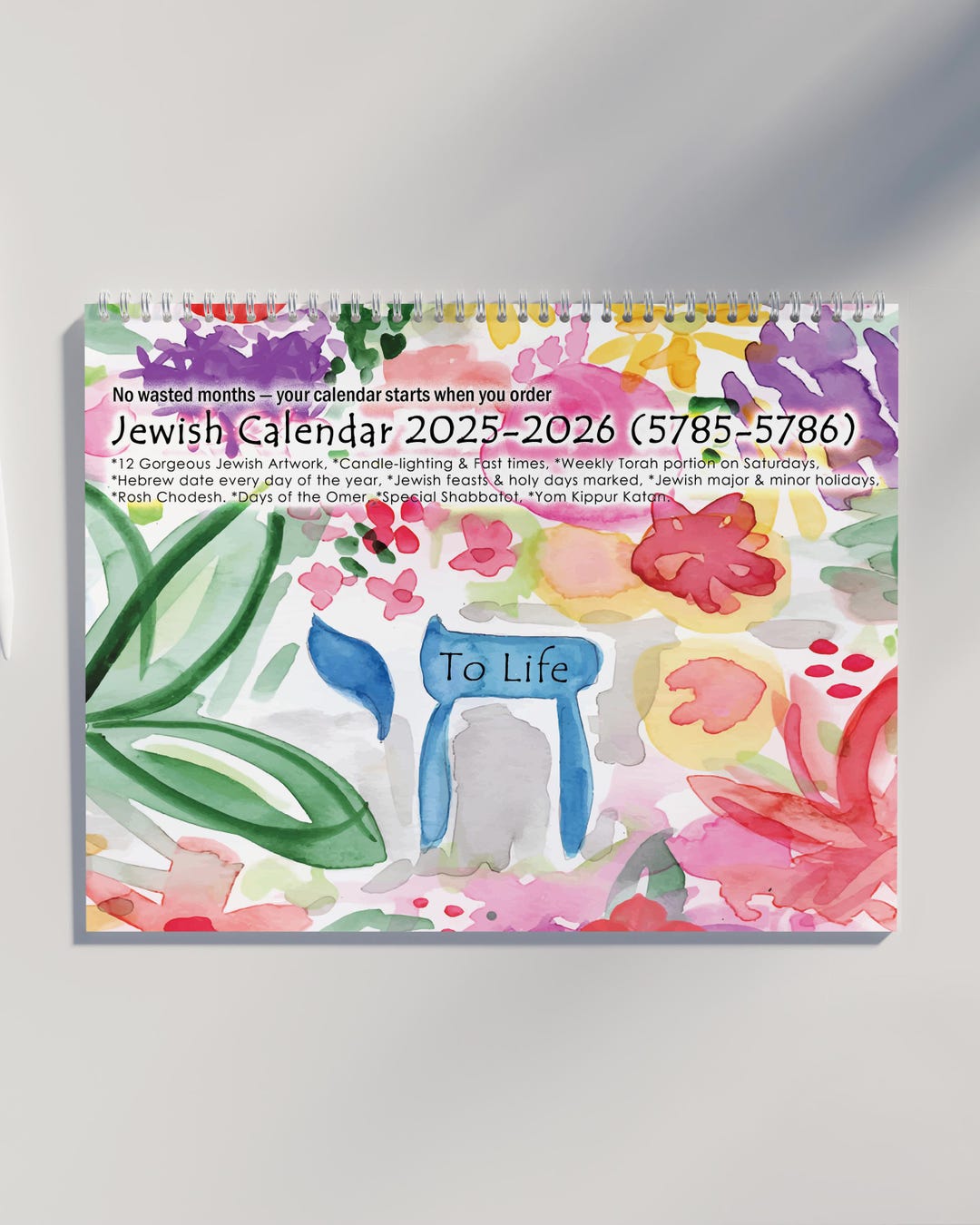 Jewish Calendar 2025-2026: With 12 Jewish Artwork, All Jewish Holidays ...