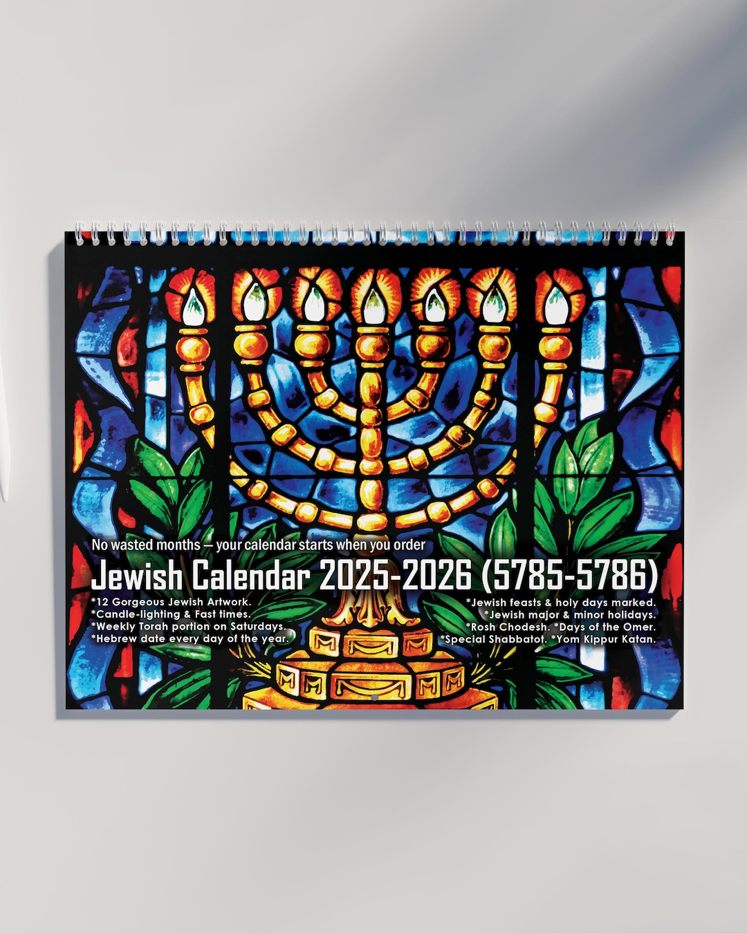 Jewish Calendar 2025-2026: With 12 Jewish Artwork, All Jewish Holidays ...