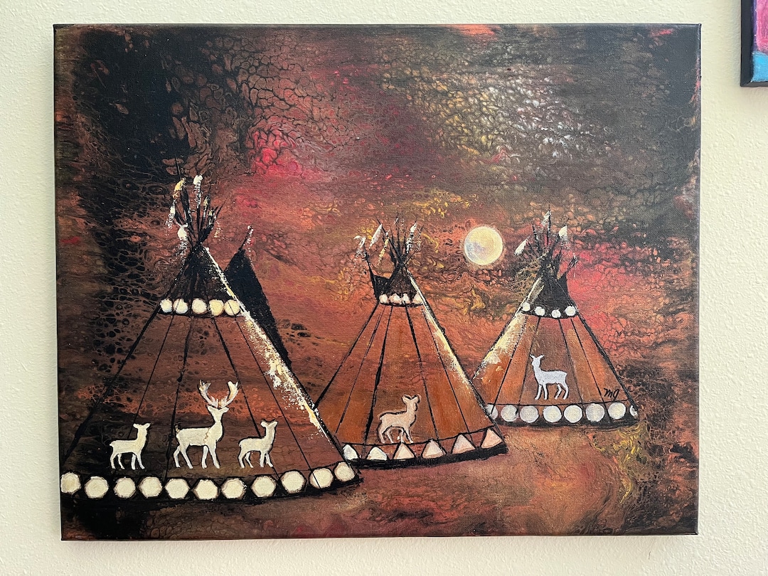 Tepee Original Wall Art Acrylic 16" X 20" Abstract Contemporary ...