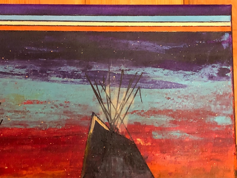 Tepee Wall Art Original Landscape Acrylic Painting Sunset Landscape ...
