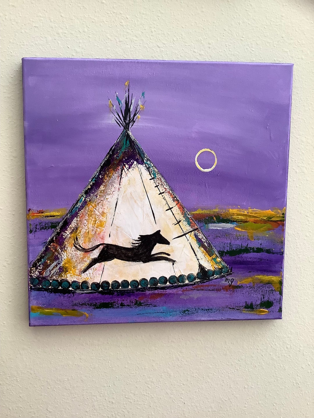 Tepee Original Wall Art Acrylic Landscape Tipi Abstract Contempary ...