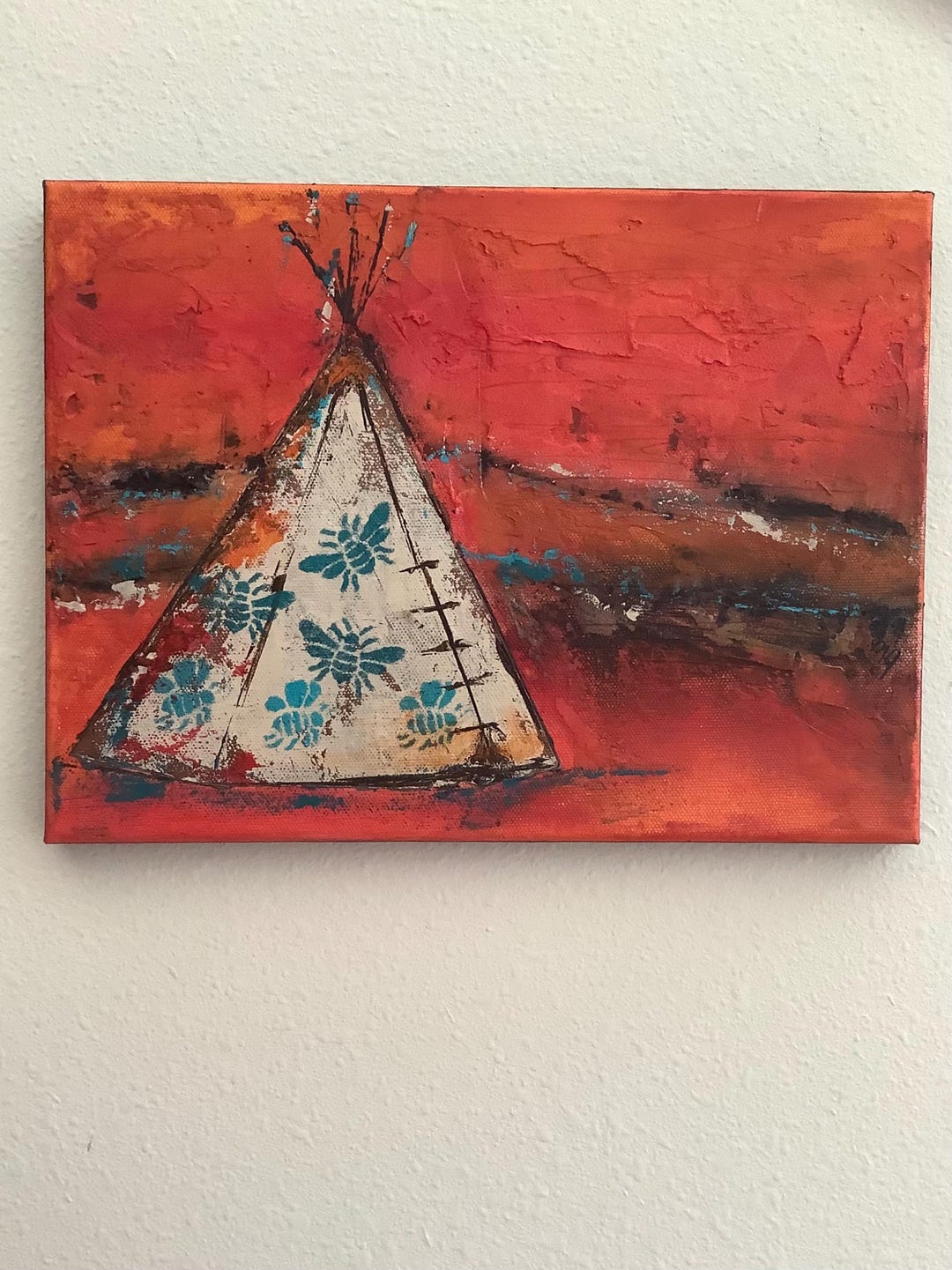 Tepee Original Wall Art Acrylic Abstract Colorful Contemporary ...